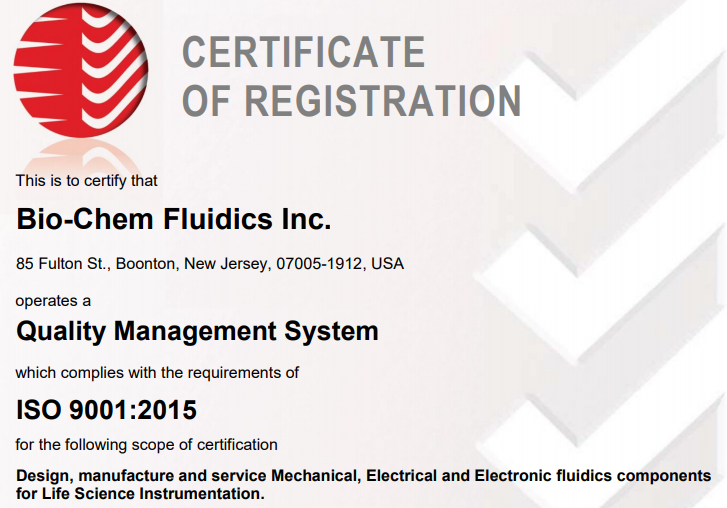 Boonton, NJ -ISO 9001:2015 Certification
