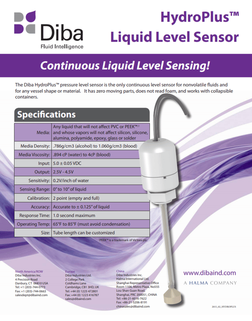 HydroPlus™ Liquid Pressure Level Sensor - Brochure