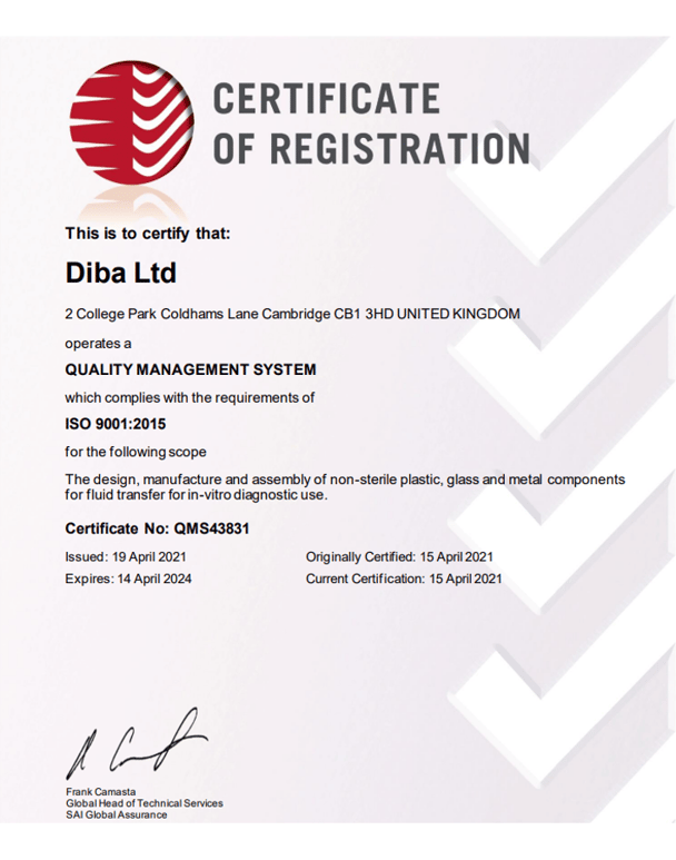 Cambridge, UK - ISO 9001:2015 Certification